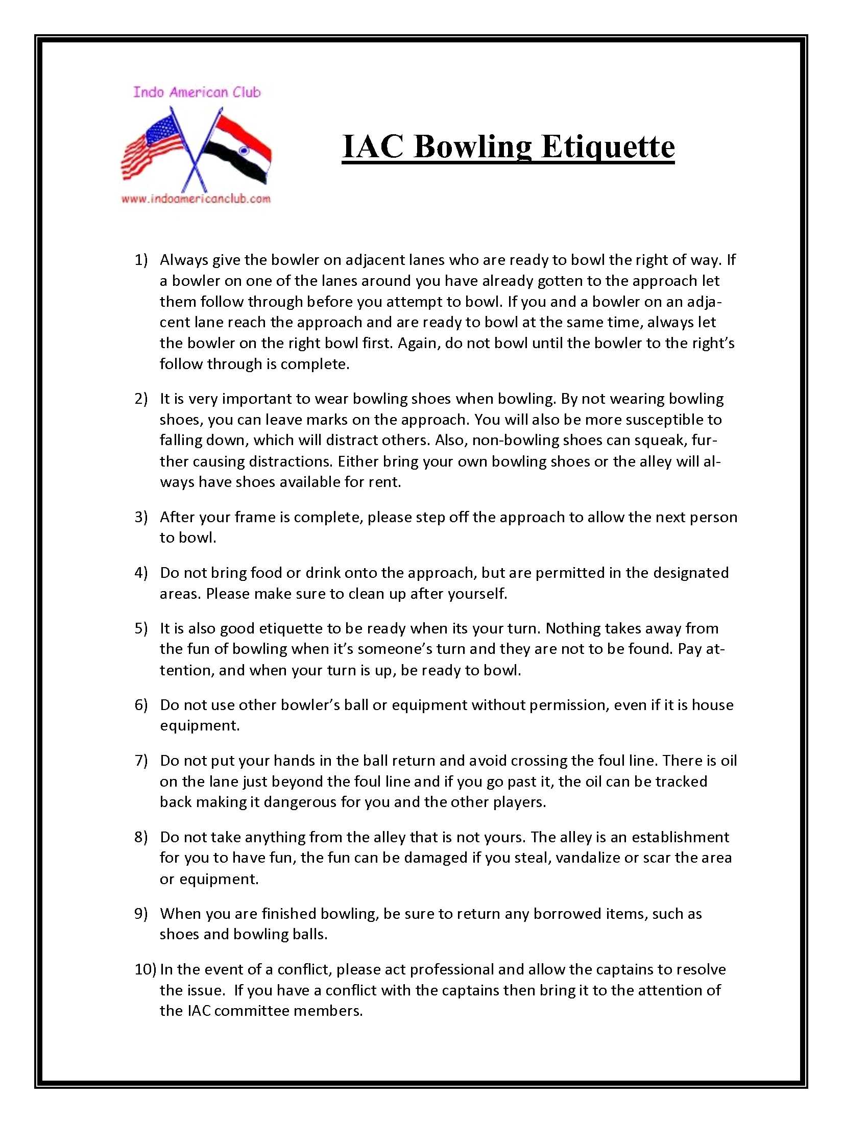 Bowling Etiquette – Indo American Club